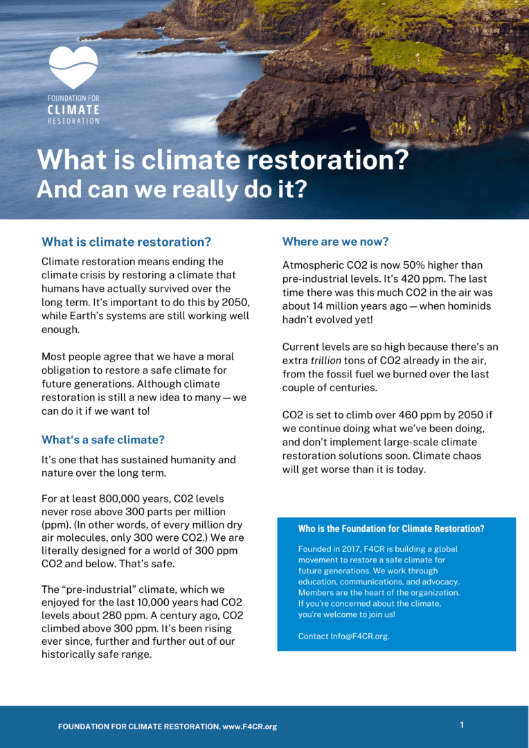 What is climate restoration? - Foundation For Climate Restoration